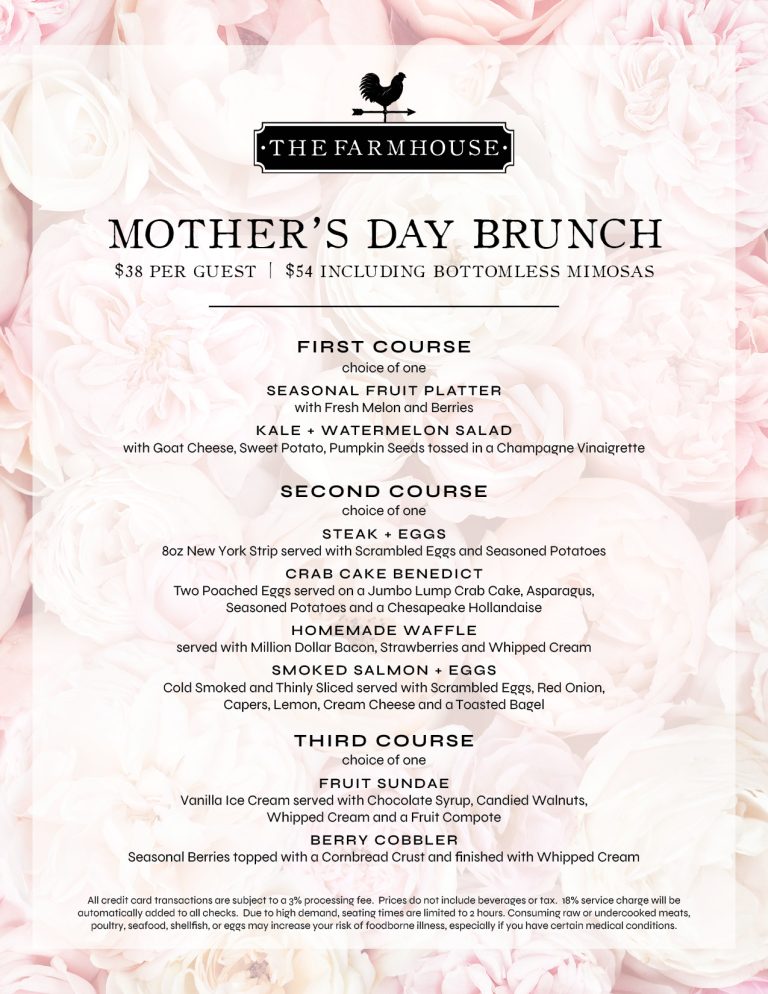 Mothers Day Brunch - The Farmhouse Gambrills